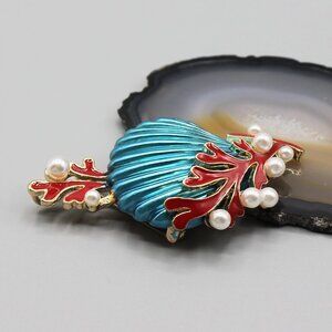 Jewelry | Jewelry Pin Brooch Pendant Shell Water Coral Reef Gold Tone ...